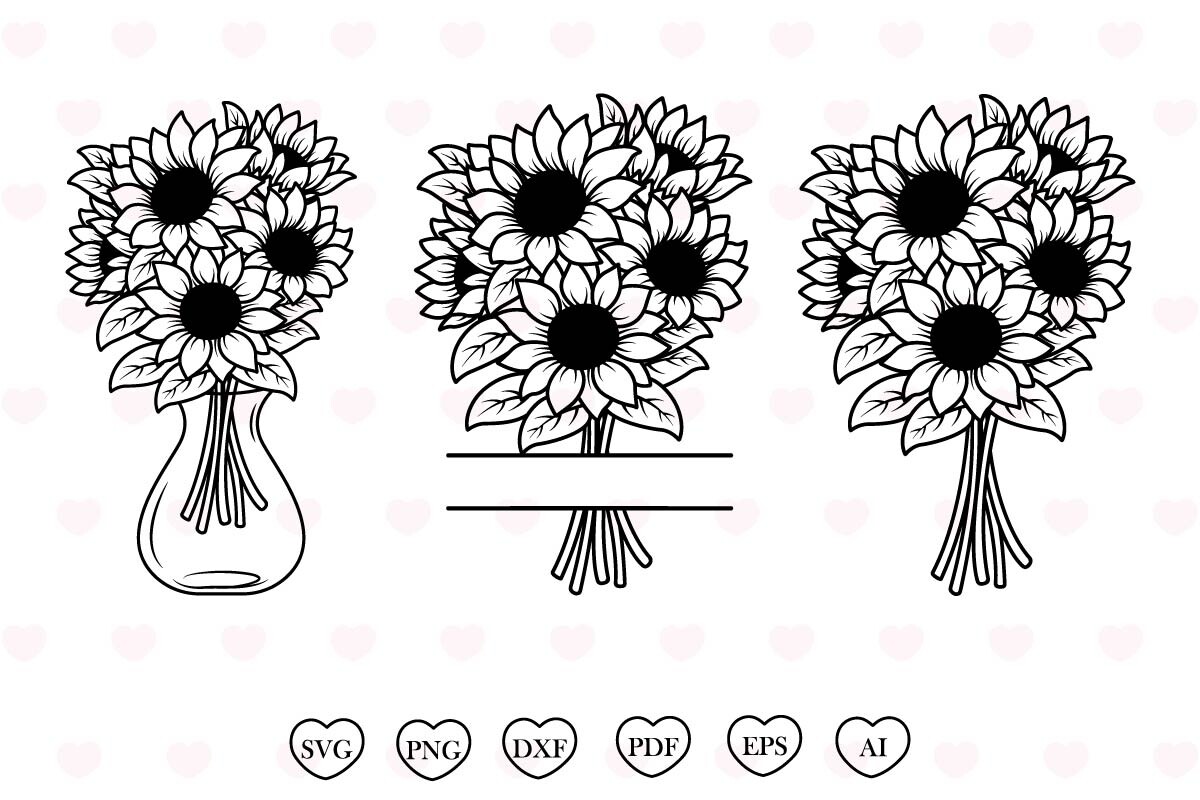 Sunflower Svg Bundle Sunflower Monogram Graphic By Tadashop Design